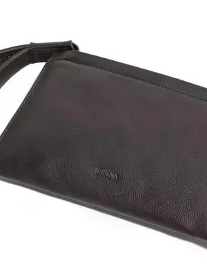 Zegna Leather Clutch With Embossed Logo