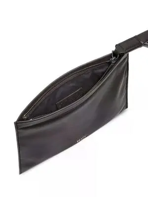 Zegna Leather Clutch With Embossed Logo