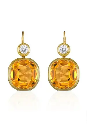 MINDI MOND Imperial Citrine And Diamond Drop Earrings