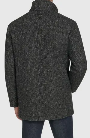 Andrew Marc Dorsey Plaid Car Coat - Black