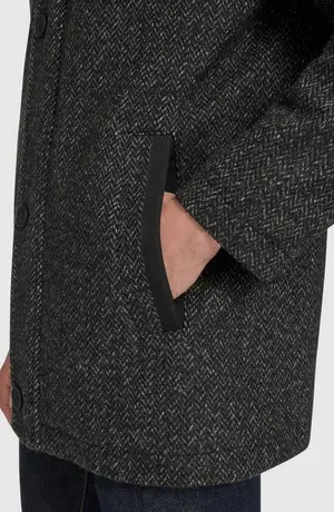 Andrew Marc Dorsey Plaid Car Coat - Black