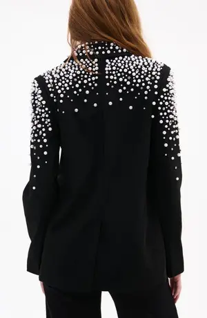 AZALEA WANG Embellished Blazer - Black