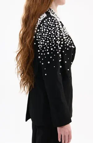 AZALEA WANG Embellished Blazer - Black