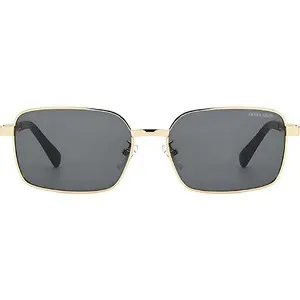 FIFTH & NINTH 60mm Polarized Rectangle Sunglasses - Gold /black