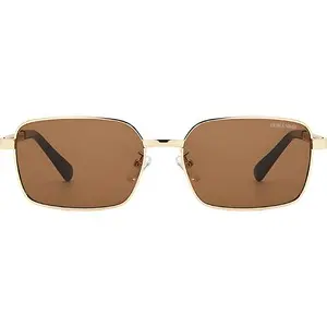 FIFTH & NINTH 60mm Polarized Rectangle Sunglasses - Gold /brown