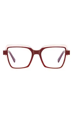 FIFTH & NINTH 50mm Square Blue Light Blocking Glasses - Cranberry /clear