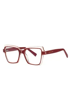 FIFTH & NINTH 50mm Square Blue Light Blocking Glasses - Cranberry /clear