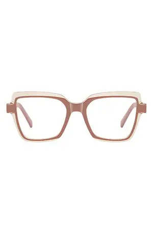 FIFTH & NINTH 50mm Square Blue Light Blocking Glasses - Tan /clear