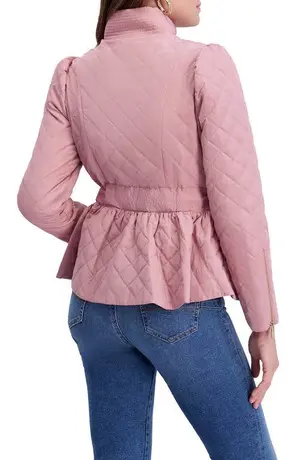 Kensie Quilted Peplum Jacket - Rose