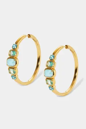 Nadri Cabarete Multi Medium Hoop Earrings - Gold