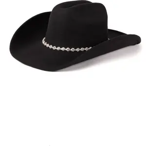 San Diego Hat Crystal Flower Trim Cowboy Hat - Black