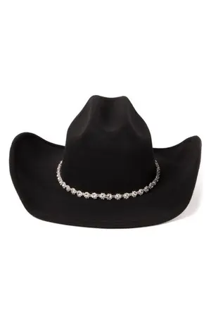San Diego Hat Crystal Flower Trim Cowboy Hat