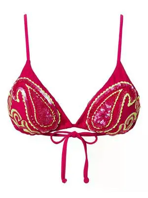 TWINSET Sequin-embellished Triangle Bikini Top - Pink