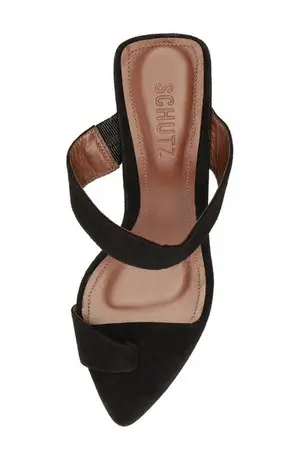 Schutz Melina Pointed Toe Slide Sandal - Black