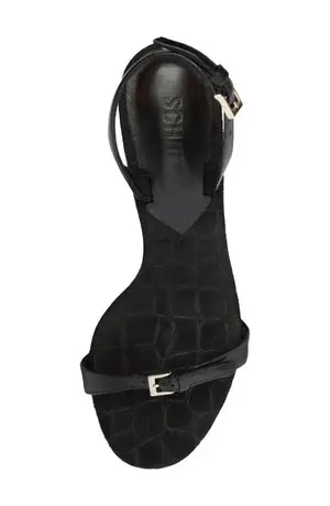 Schutz Aurora Mid Heel Slingback Sandal - Black