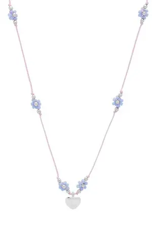 Estée Lauder Miyuki Beaded Necklace With Heart Charm - Silver