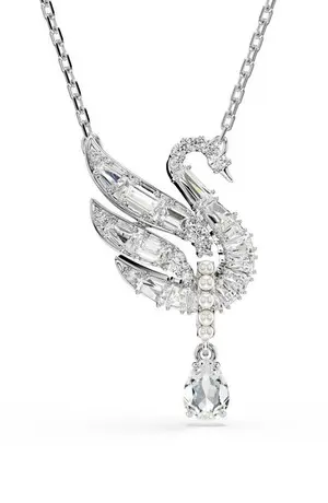 SWAROVSKI Swan Pendant Necklace - White/silver