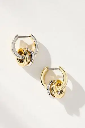 ANA LUISA Asher Drop Mixed Metal Huggie Hoop Earrings - Gold