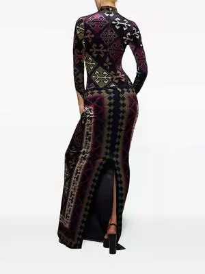 Burc Akyol Carpet-printed Velvet Maxi Dress