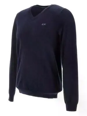 SUN 68 Embroidered-logo V-neck Sweater