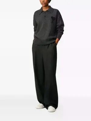 AMI Paris De Coeur Merino Wool Polo Shirt