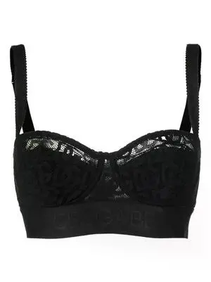 Dolce & Gabbana Jacquard Tulle Balconette Bra - Black