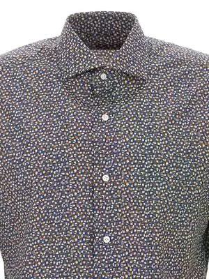 BARBA NAPOLI Micro-optical Pattern Shirt - Grey