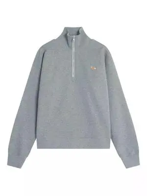 Maison Kitsuné Embroidered Half-zip Sweatshirt - Grey