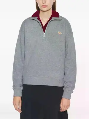 Maison Kitsuné Embroidered Half-zip Sweatshirt - Grey