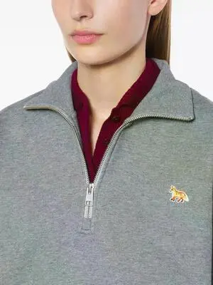 Maison Kitsuné Embroidered Half-zip Sweatshirt - Grey