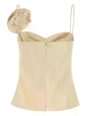 Magda Butrym Rose-appliqué Satin Top - Neutrals