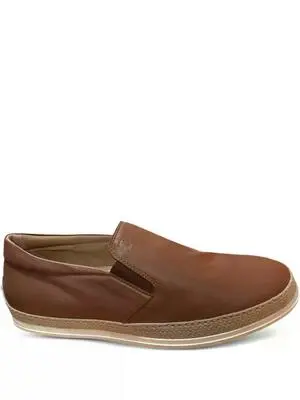 TOD'S Raffia-trimmed Leather Loafers