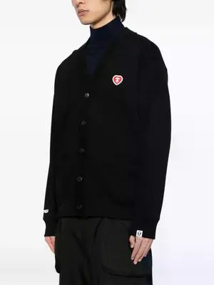 AAPE BY *A BATHING APE Logo-appliqué Button-up Sweatshirt - Black