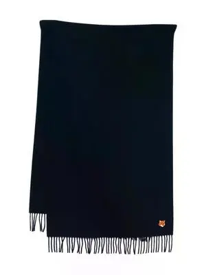 Maison Kitsuné Logo-embroidered Wool Scarf - Blue
