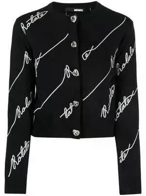 ROTATE BY BIRGER CHRISTENSEN Sequin-embellished Cardigan - Black