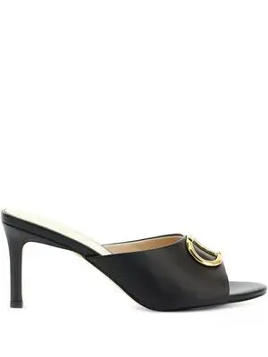 TWINSET 70mm Leather Heeled Sandals - Black