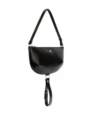 COURREGES Holy Eclipse Leather Shoulder Bag - Black