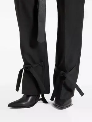 Manière De Voir Tailored Pants With Oversized Belt And Ankle Ties - Black