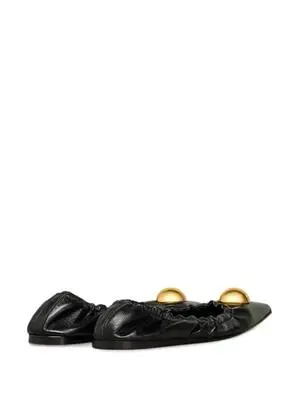 AMI Paris Pointed-toe Leather Ballerinas