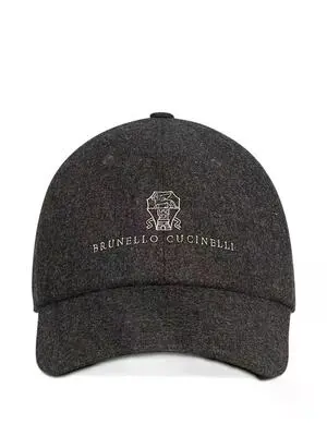 Brunello Cucinelli Embroidered Crest Curved-Peak Cap Black