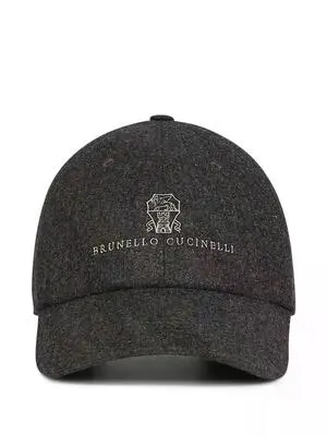 Brunello Cucinelli Embroidered-crest Curved-peak Cap - Grey