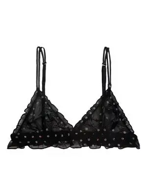 Love Stories Polka-dot Ruffled Bra - Black