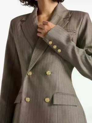 Manière De Voir Pinstripe Double-breasted Blazer With Gold Button Detail - Brown