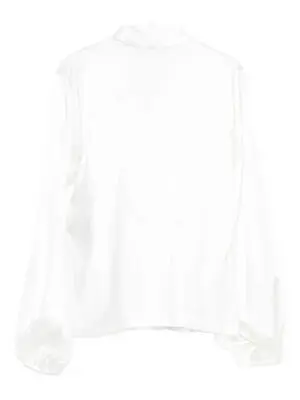 D.exterior Balloon-sleeve Button Top - White