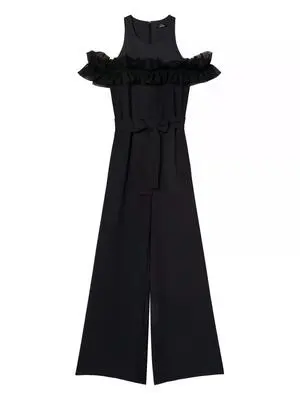 TWINSET Ruffle Detail Wide-leg Jumpsuit - Black