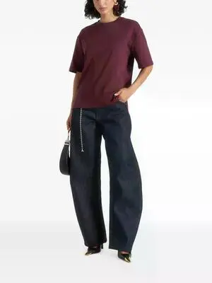 Manière De Voir Ts007 In Wine Relaxed Fit Cotton T-shirt - Red