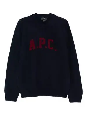 A.p.c. Logo-detail Crew-neck Sweater - Blue