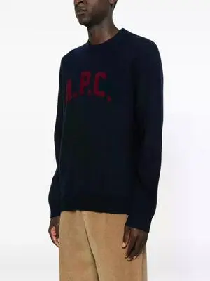 A.p.c. Logo-detail Crew-neck Sweater - Blue