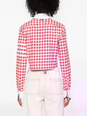 Thom Browne Gingham Check Flannel 4-bar Cropped Shirt