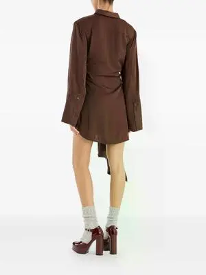 ROTATE BY BIRGER CHRISTENSEN Tie-waist Shirt Mini Dress - Brown